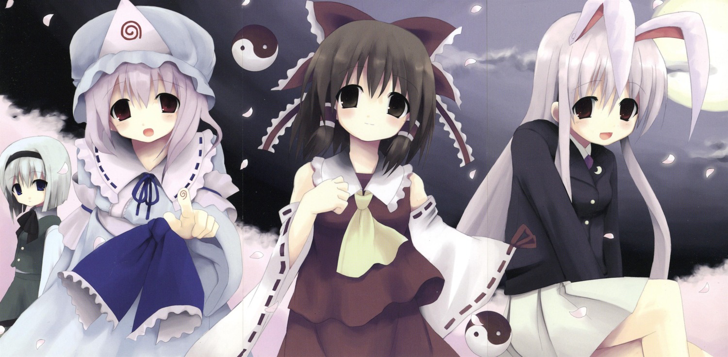 siro touhou hakurei reimu konpaku youmu reisen udongein inaba saigyouji yuyuko crease fixme ...